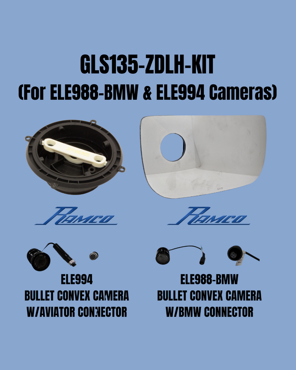 GLS135-ZDLH-KIT Left Side Lower Convex Glass Kit w/Camera Hole For ELE – Ramco Engineering, Inc