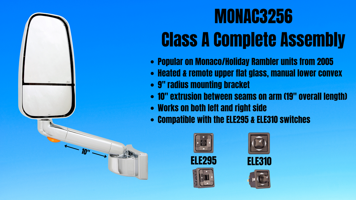 MONAC3256 Chrome LH or RH Complete Mirror Assembly – Ramco Engineering, Inc